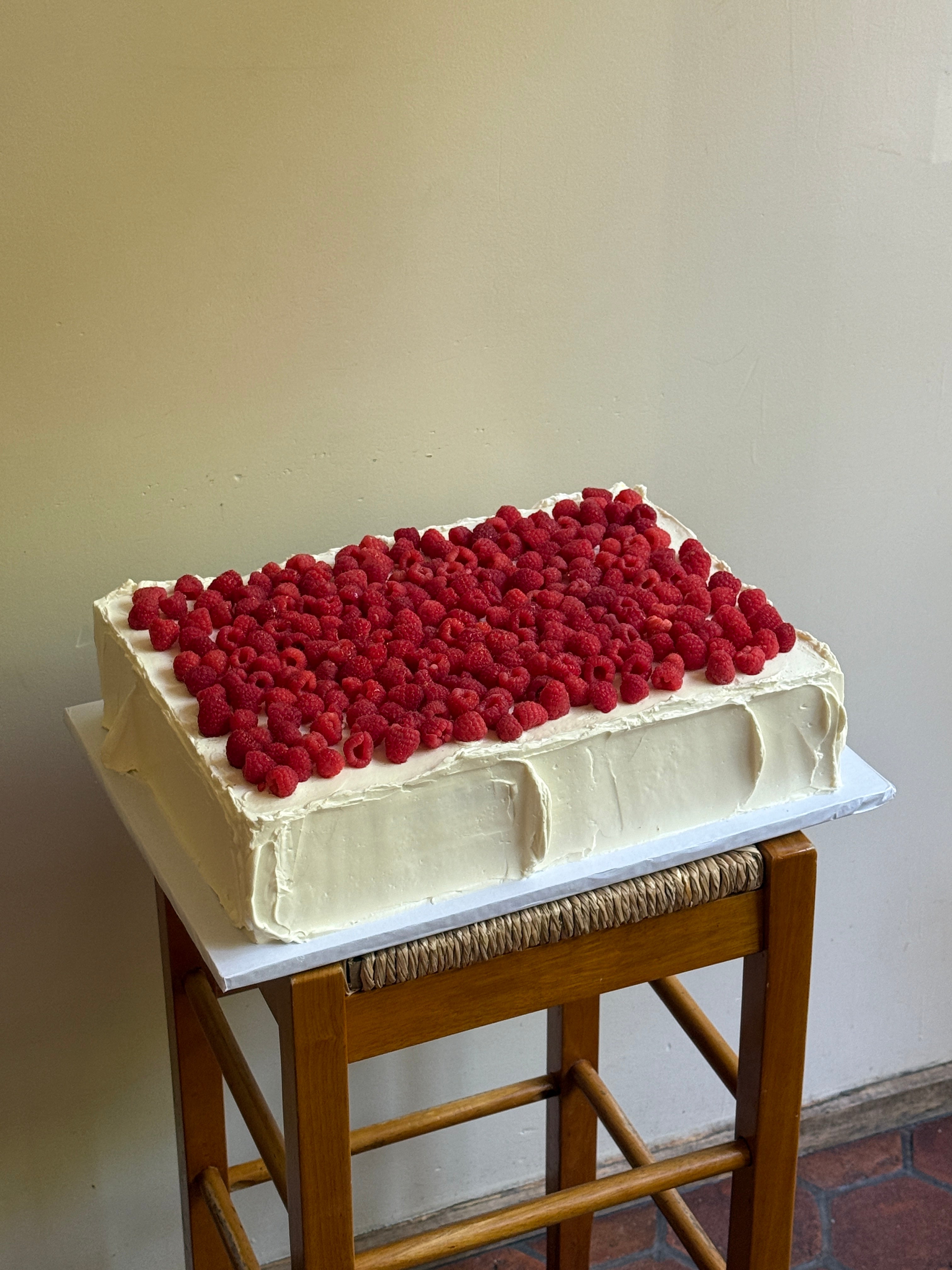 1/4 Sheet Victoria Sponge Cake with Vanilla Bean Whipped Cream and Ras ...